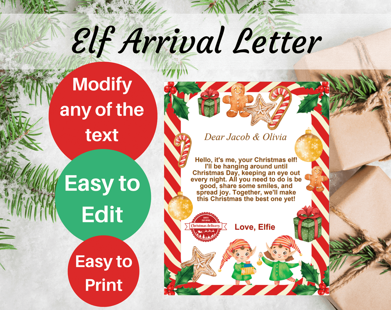 Holiday Elf Letter Fillable PDF Editable in Microsoft Word Google Docs