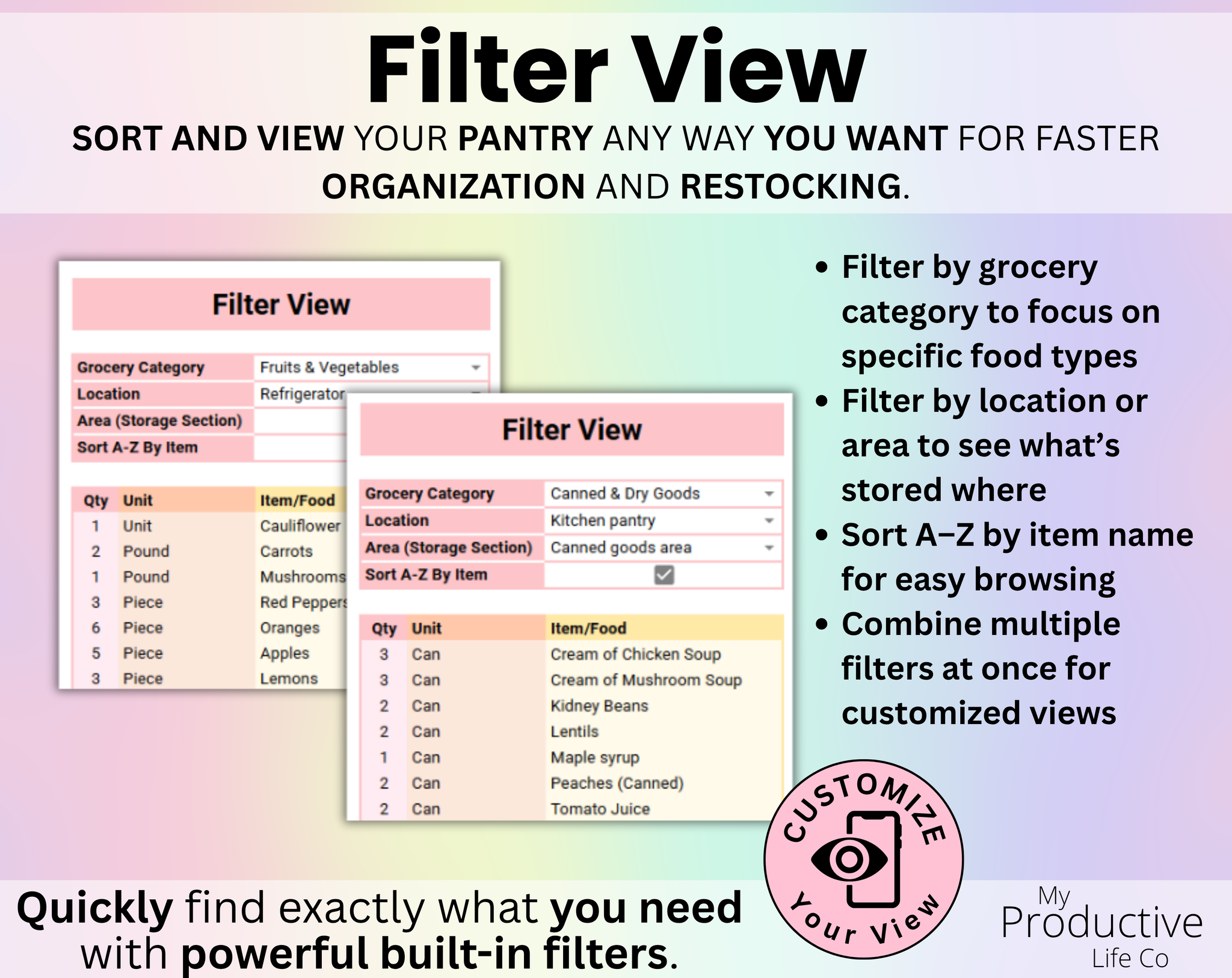 Pantry Inventory Tracker Spreadsheet Google Sheets and Excel Template