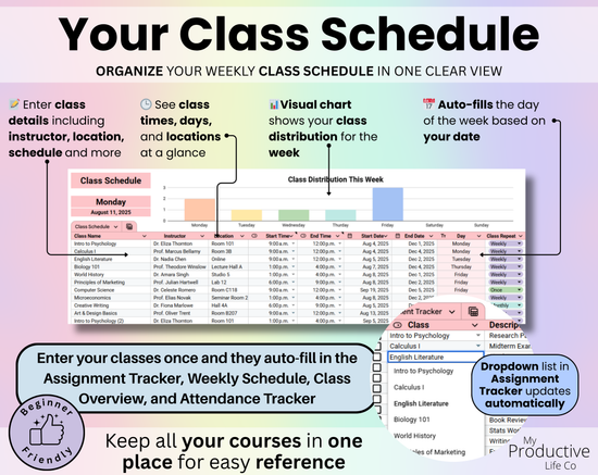 All-in-One Student Planner Google Sheets & Excel Assignment Tracker Te