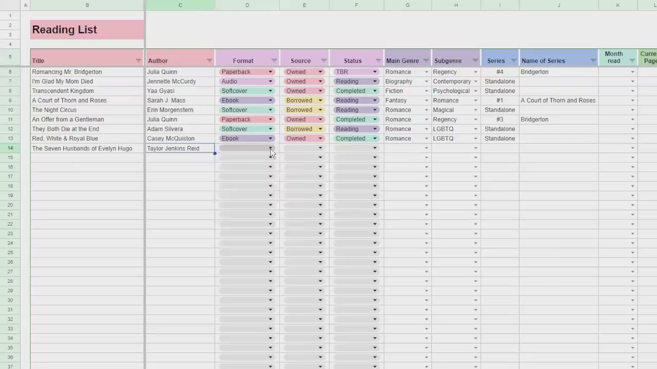 Book Tracker & Reading List Spreadsheet Google Sheets Excel