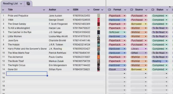 Book Tracker & Reading List Spreadsheet Google Sheets Excel