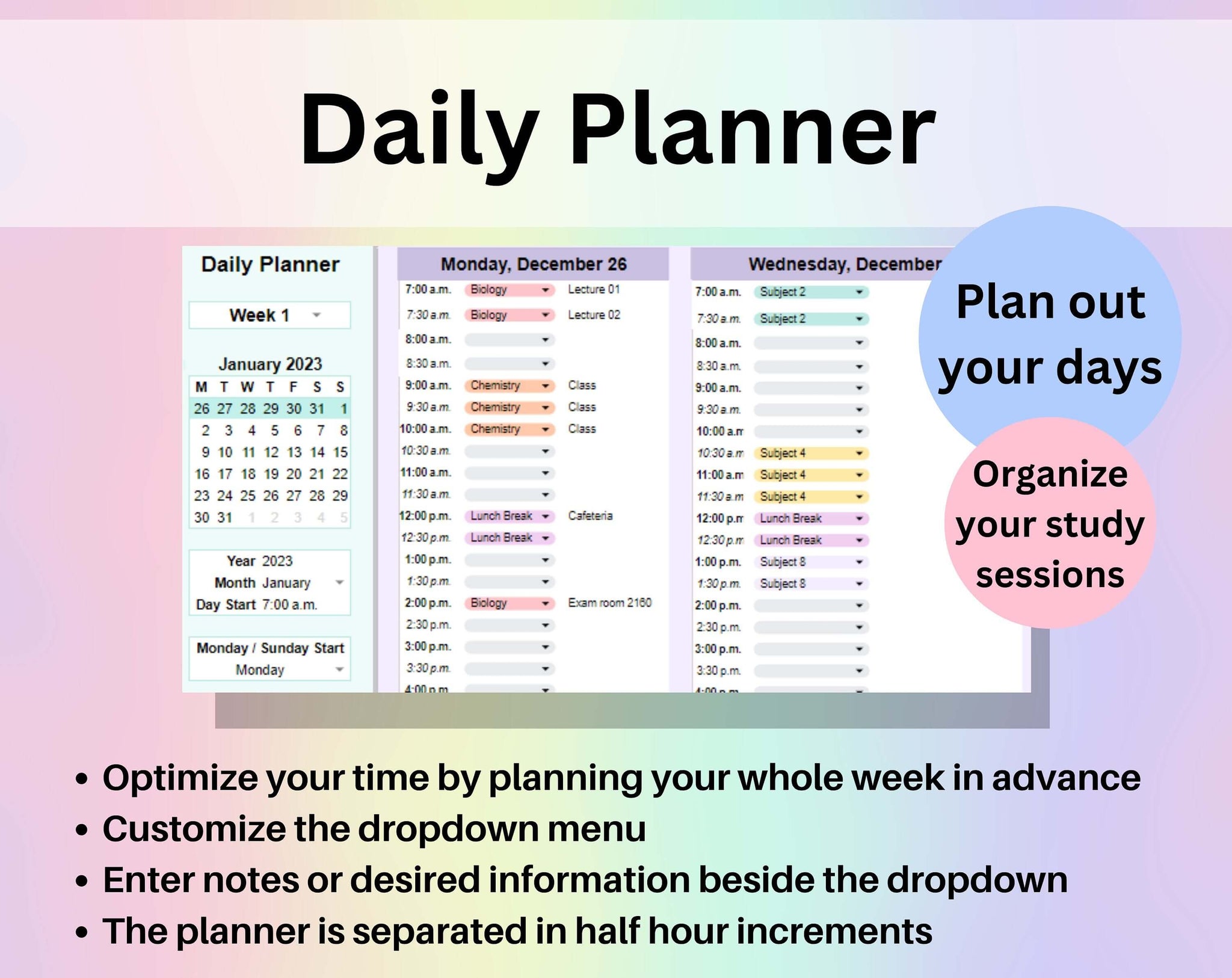 Student Planner & Assignment Tracker Google Sheets and Excel Template
