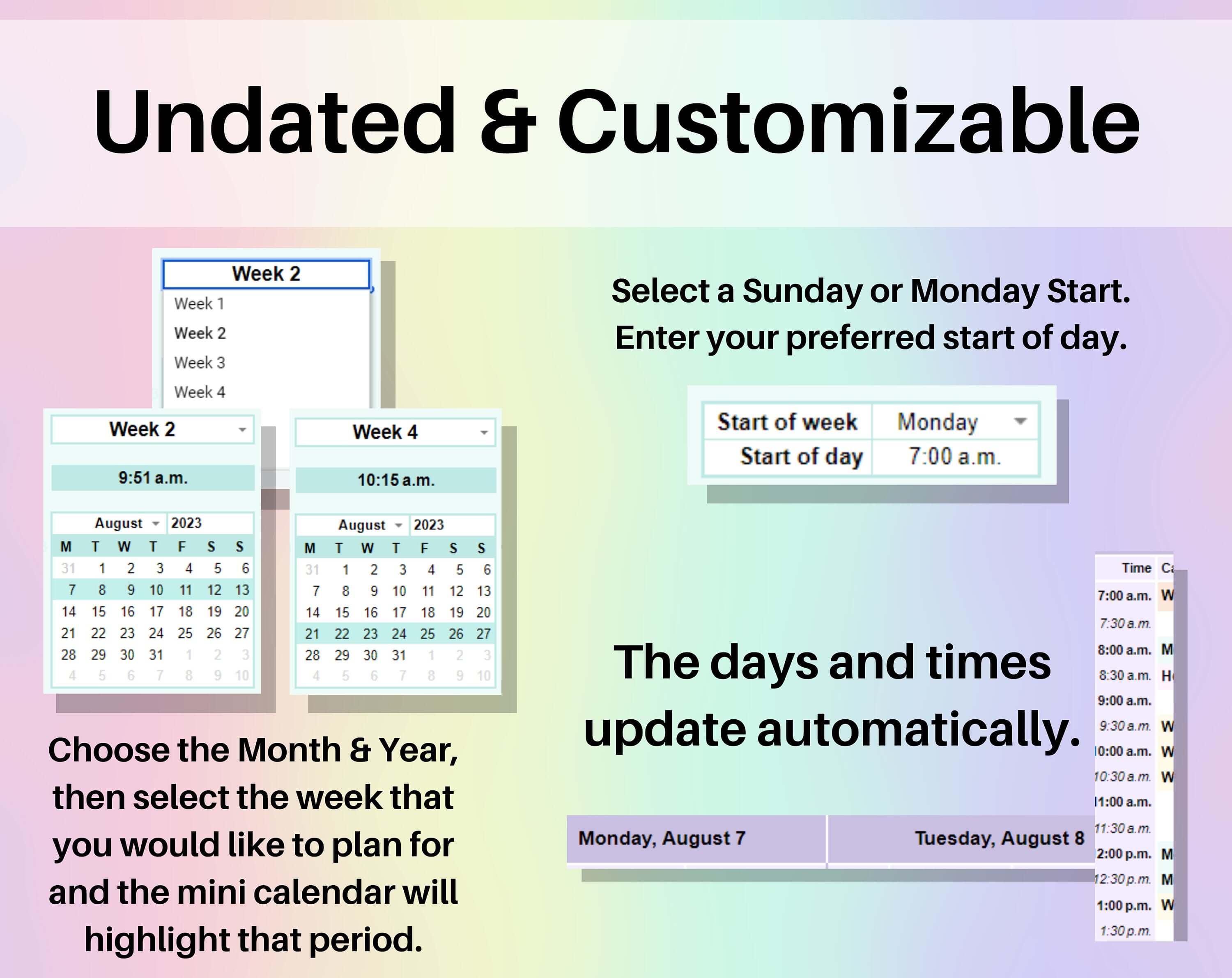Editable Planner Google Sheets and Excel Digital Planner Template