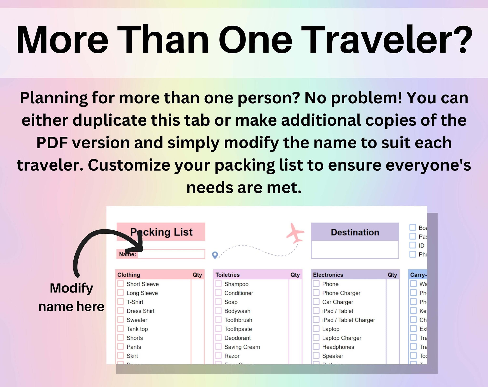 Packing List Template Spreadsheet Editable Google Sheets and Excel PDF